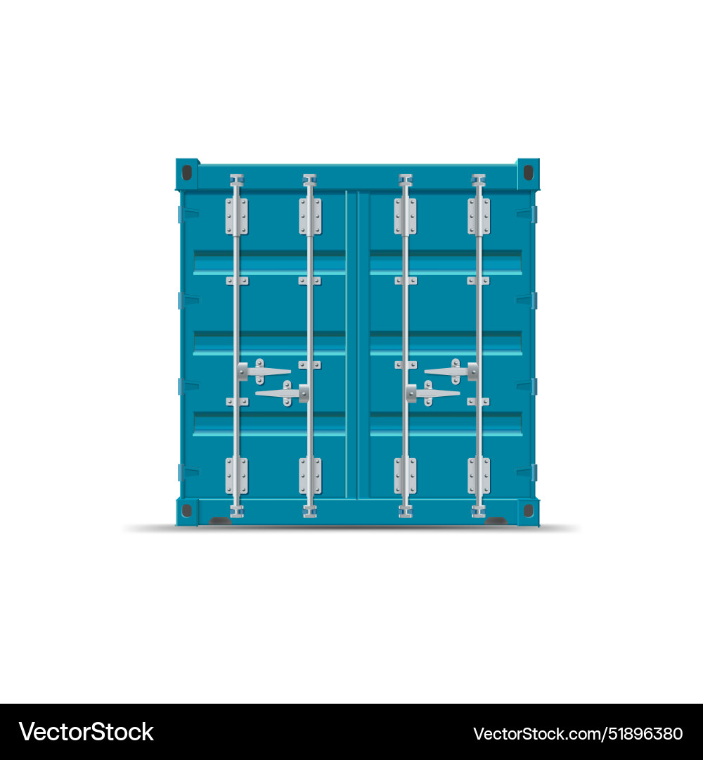 Cargo ship container mockup back view blue Vector Image