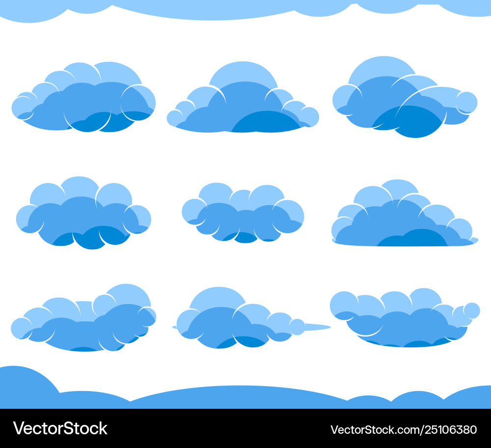 Cartoon blue clouds isolated on white Royalty Free Vector