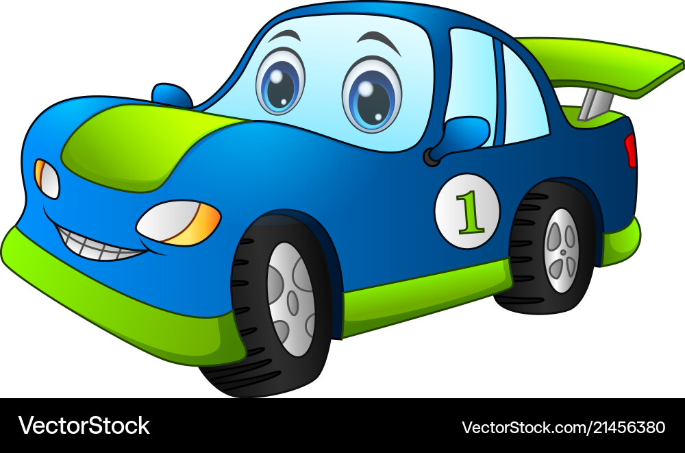 Cartoon sport blue car Royalty Free Vector Image