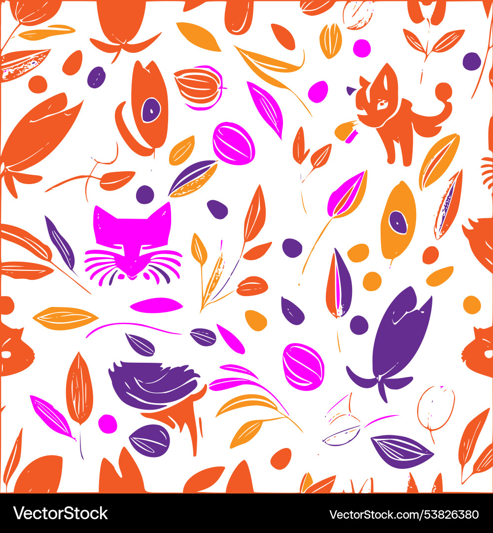 Cat abstract pattern seamless halloween Royalty Free Vector