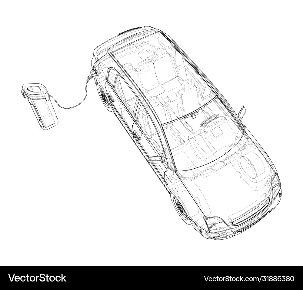 Electric vehicle charging station sketch Vector Image