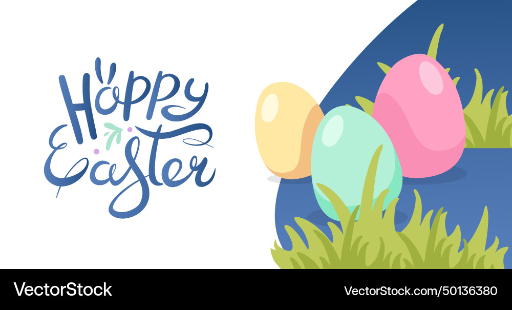 Happy easter horizontal banner colored Royalty Free Vector