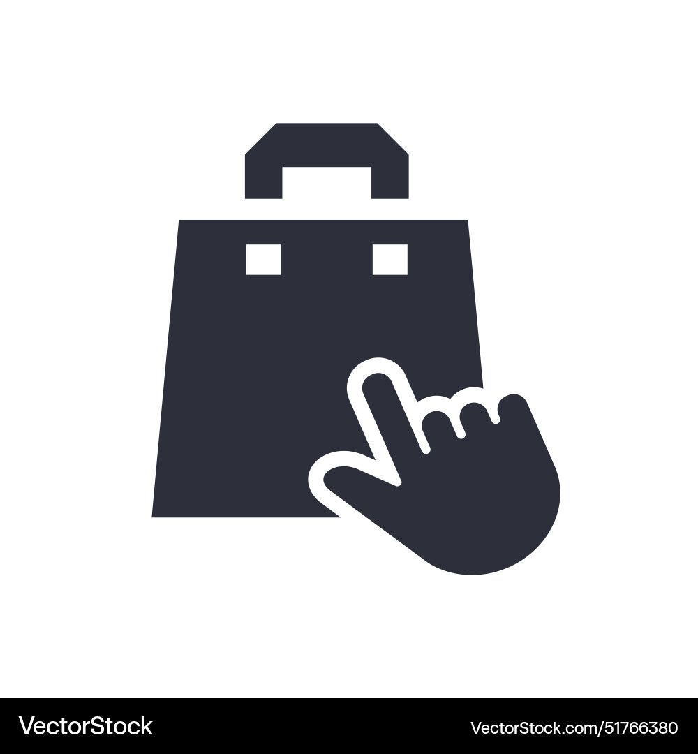 Icon showing a bag and pointing finger Royalty Free Vector