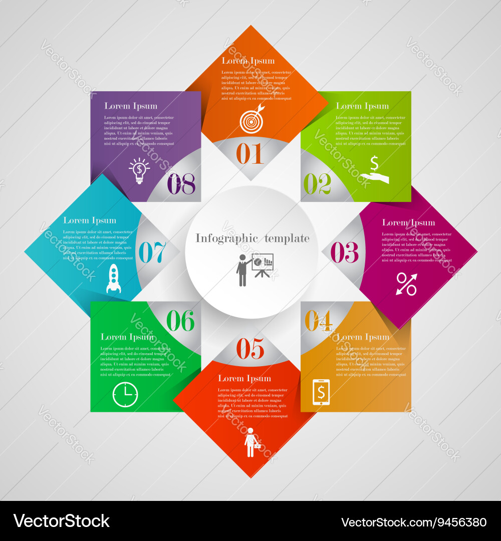 Infographic circle flowchart template Royalty Free Vector