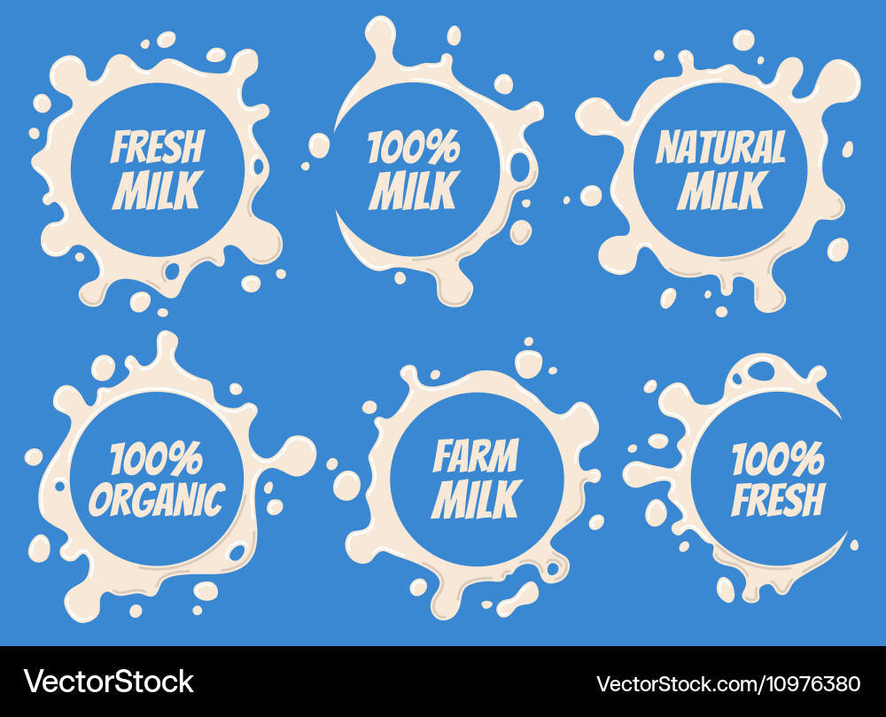 Milk logo and labels designs with lettering set Vector Image