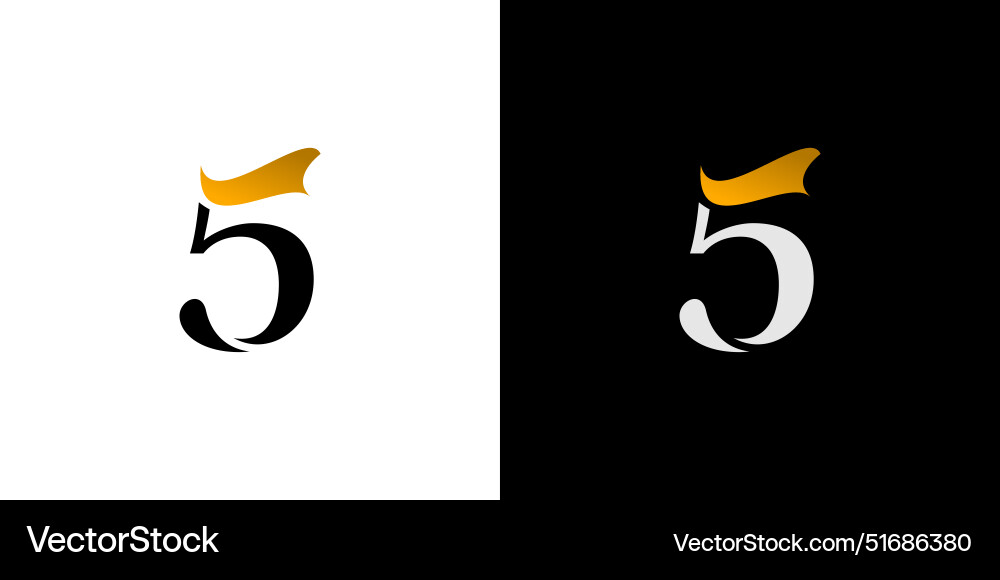Modern and elegant number 5 logo design Royalty Free Vector