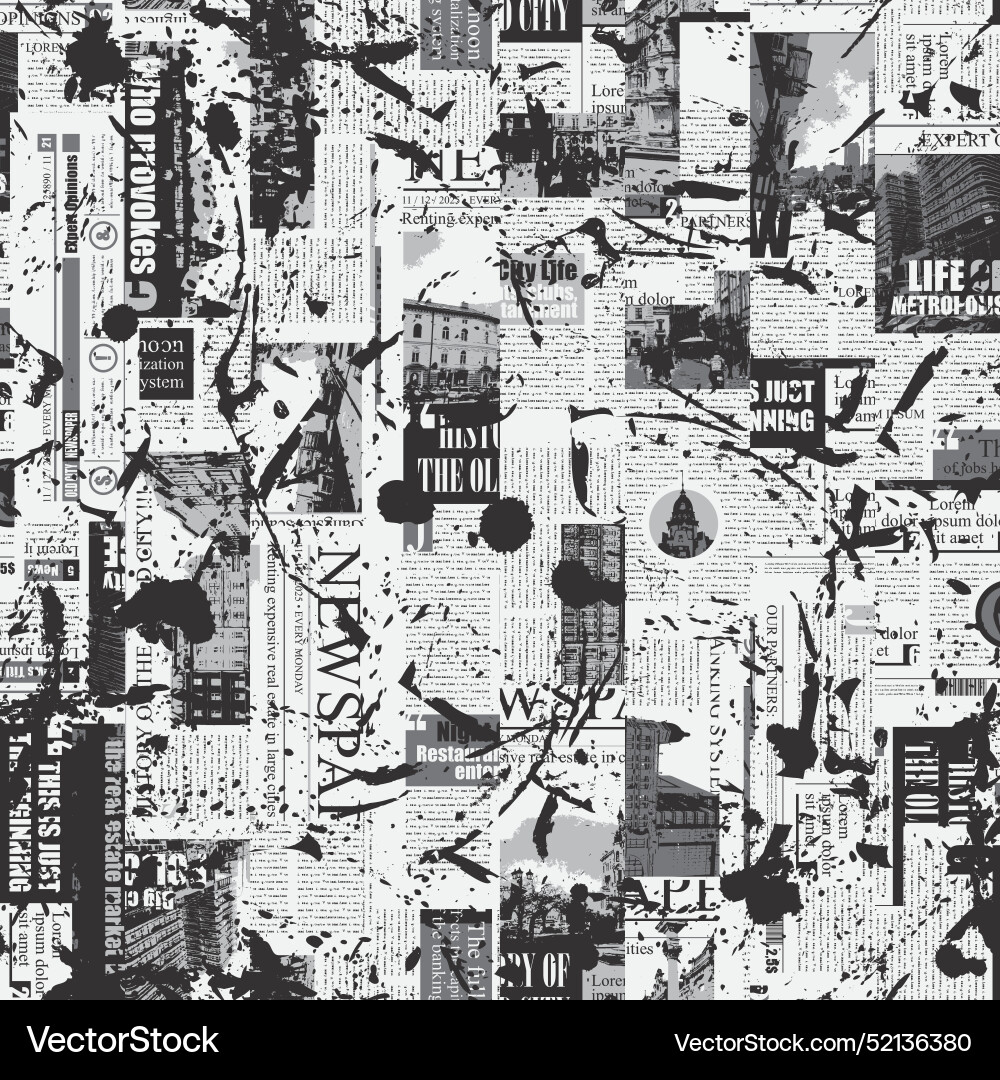 Seamless pattern with collage of newspaper Vector Image