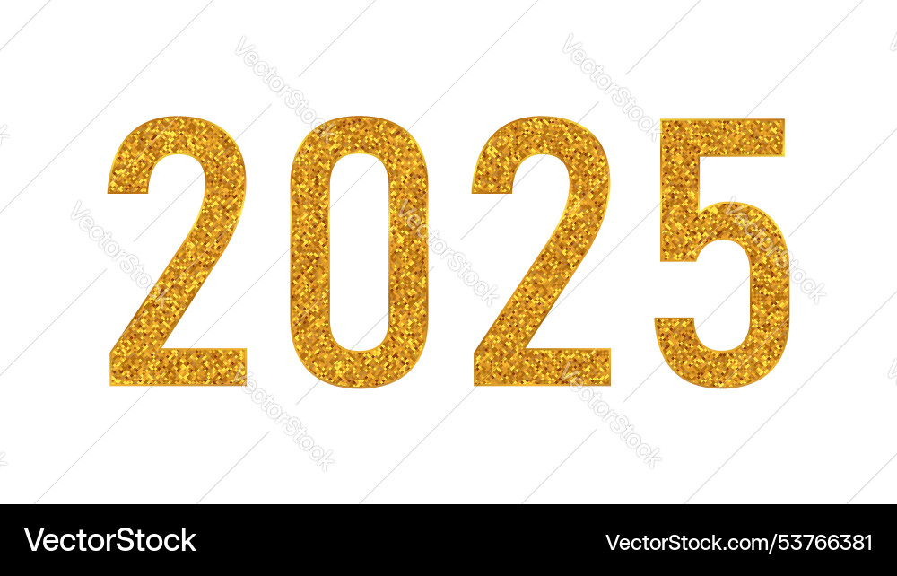 2025 gold glitter numbers new year Royalty Free Vector Image