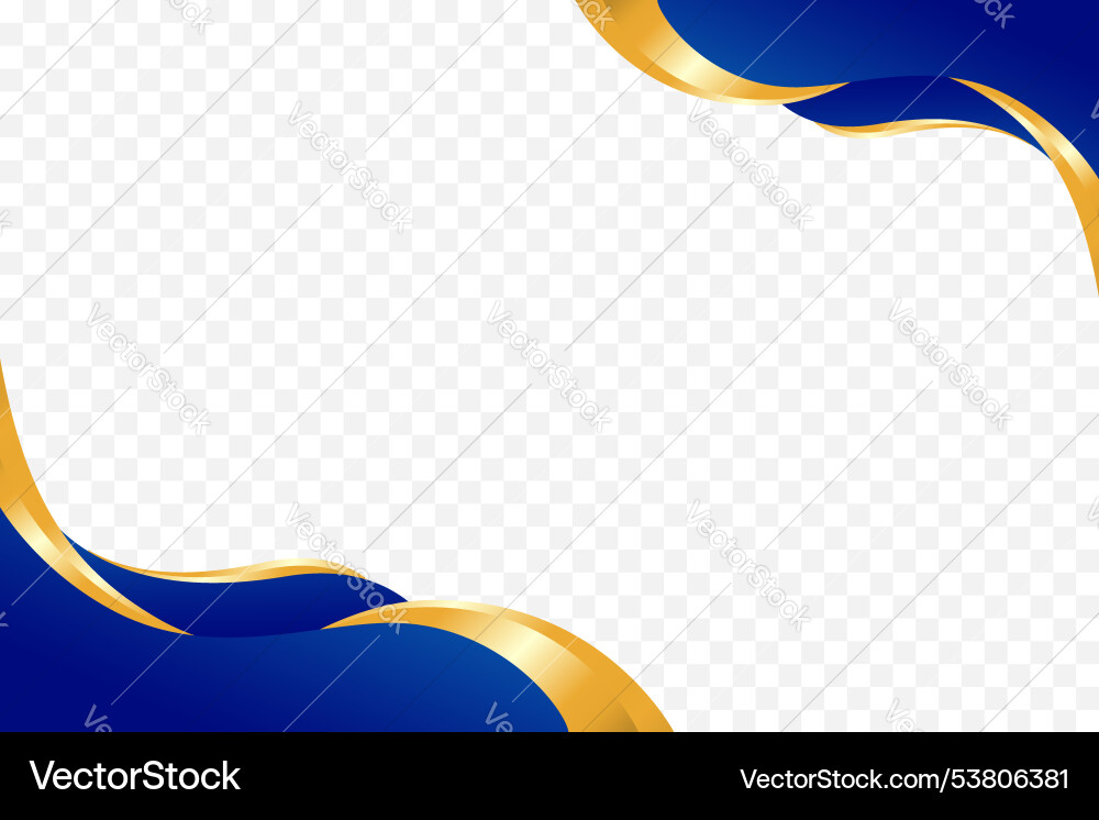 Blue and gold curve wavy border for footer header Vector Image