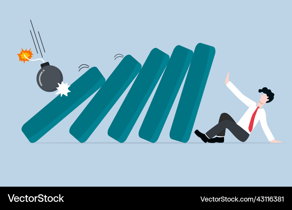 Bomb cause bar graph collapse to businessman Vector Image