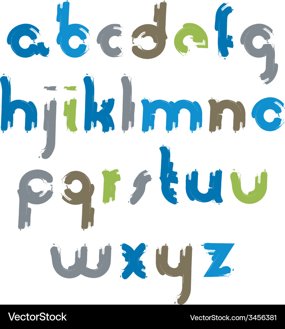 Colourful dirty hand-painted letters isolated Vector Image