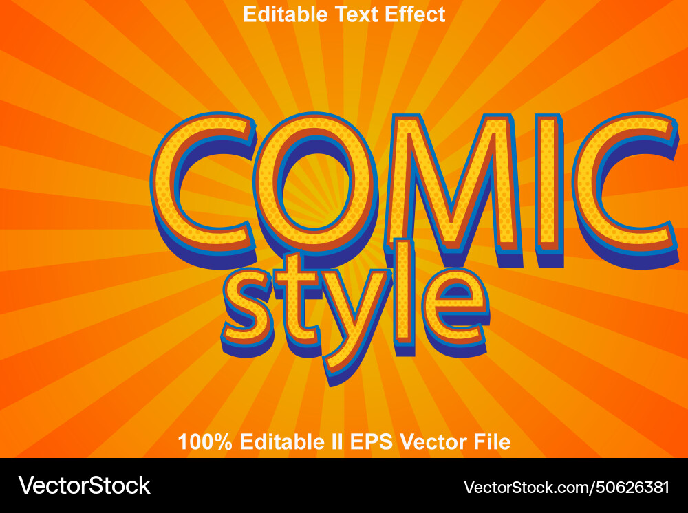 Comic style text effect 3d emboss Royalty Free Vector Image
