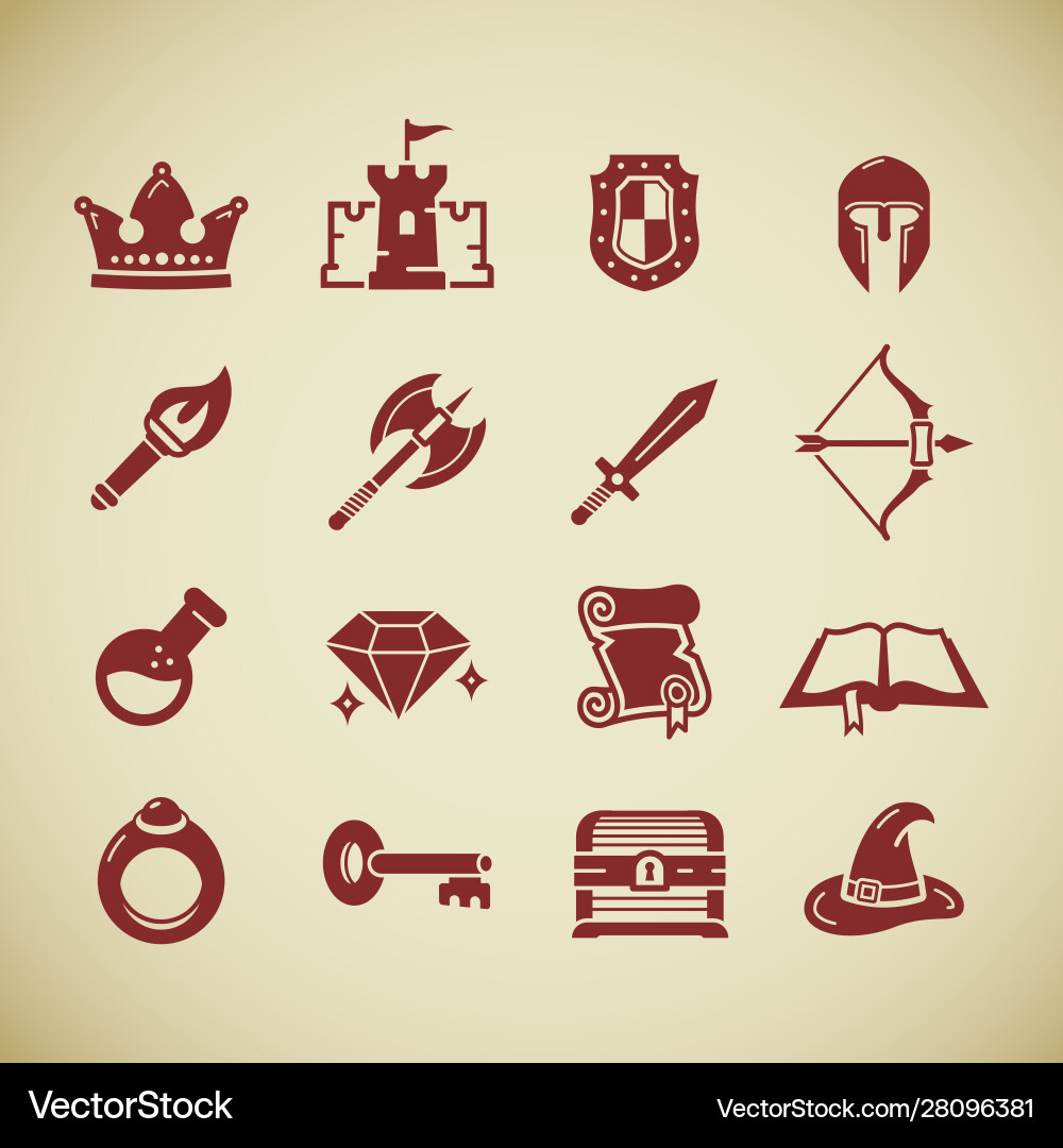 Fantasy RPG Game Icons Royalty Free Vector Image