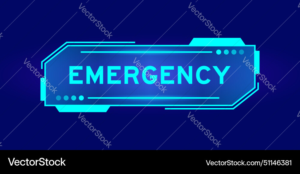 Futuristic hud banner that have word emergency on Vector Image