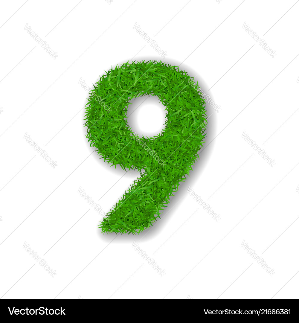 Grass number nine green 9 isolated Royalty Free Vector Image
