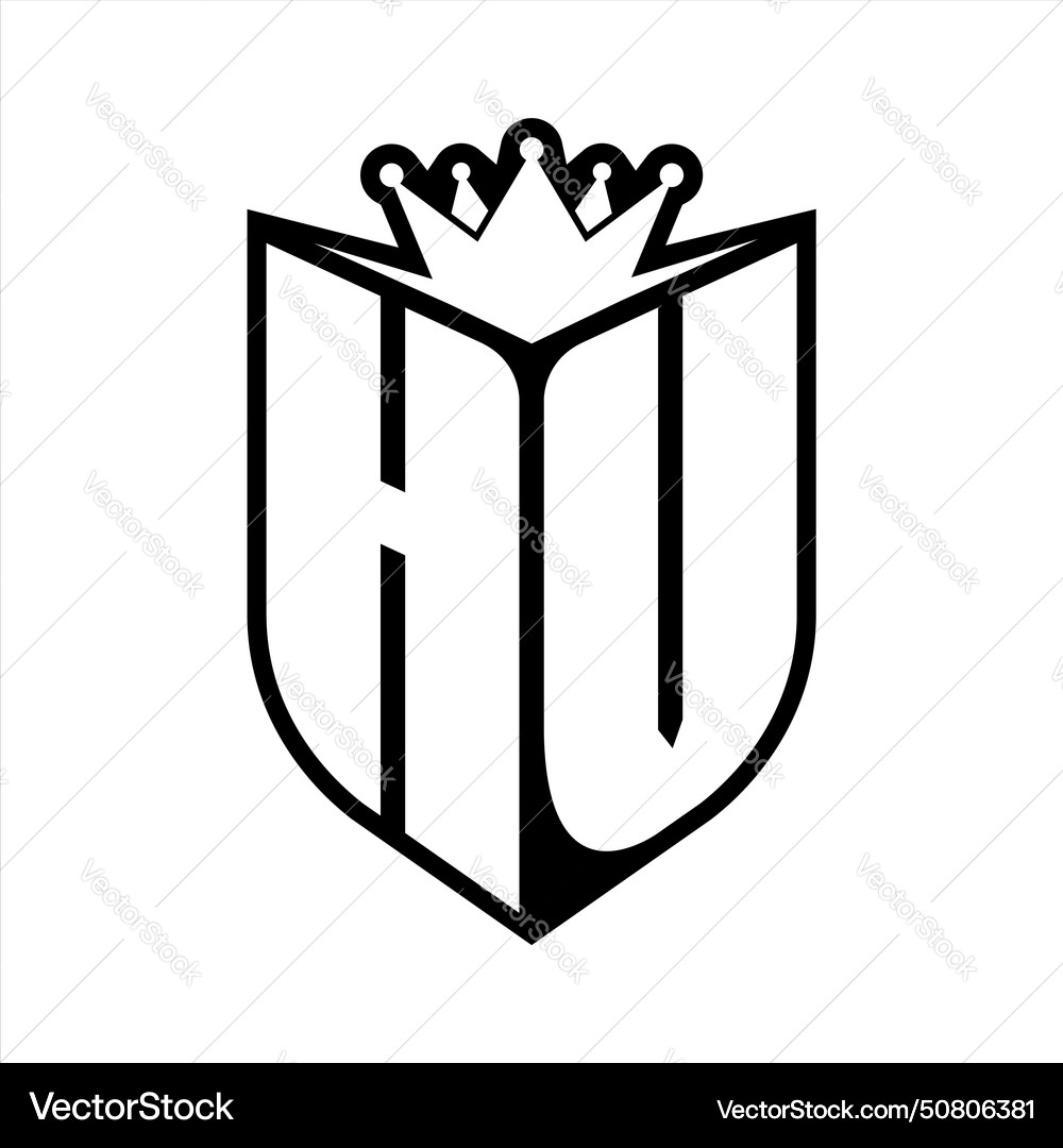 Hv letter bold monogram with shield shape Vector Image