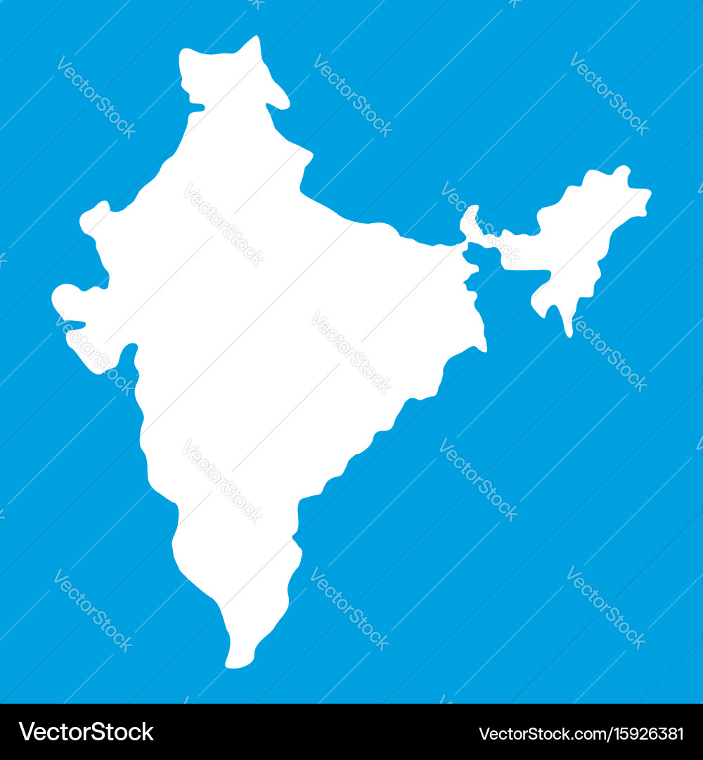 Indian map icon white Royalty Free Vector Image
