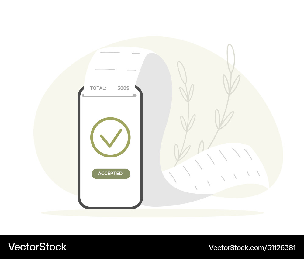 Phone device with long paper bill application Vector Image