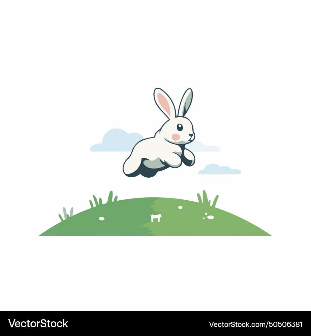 Rabbit jumping in the grass cute cartoon Vector Image