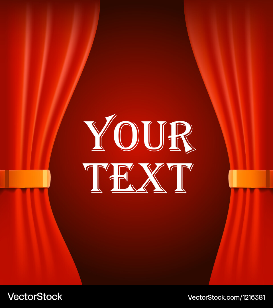 Red curtains with sample text Royalty Free Vector Image