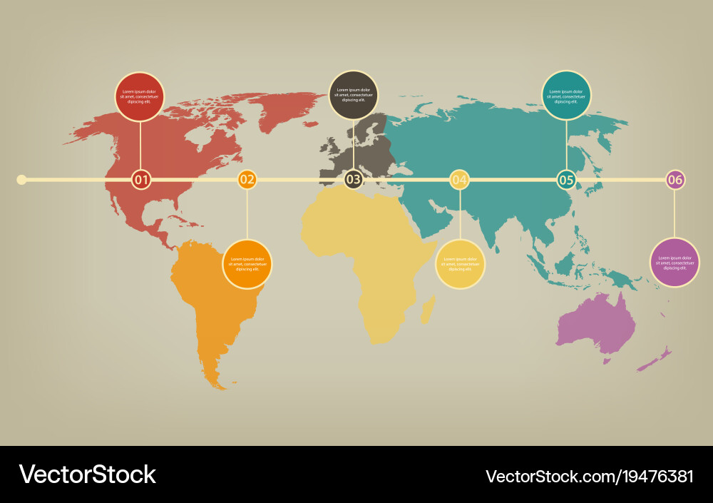 Vintage World Timeline Map Royalty Free Vector Image