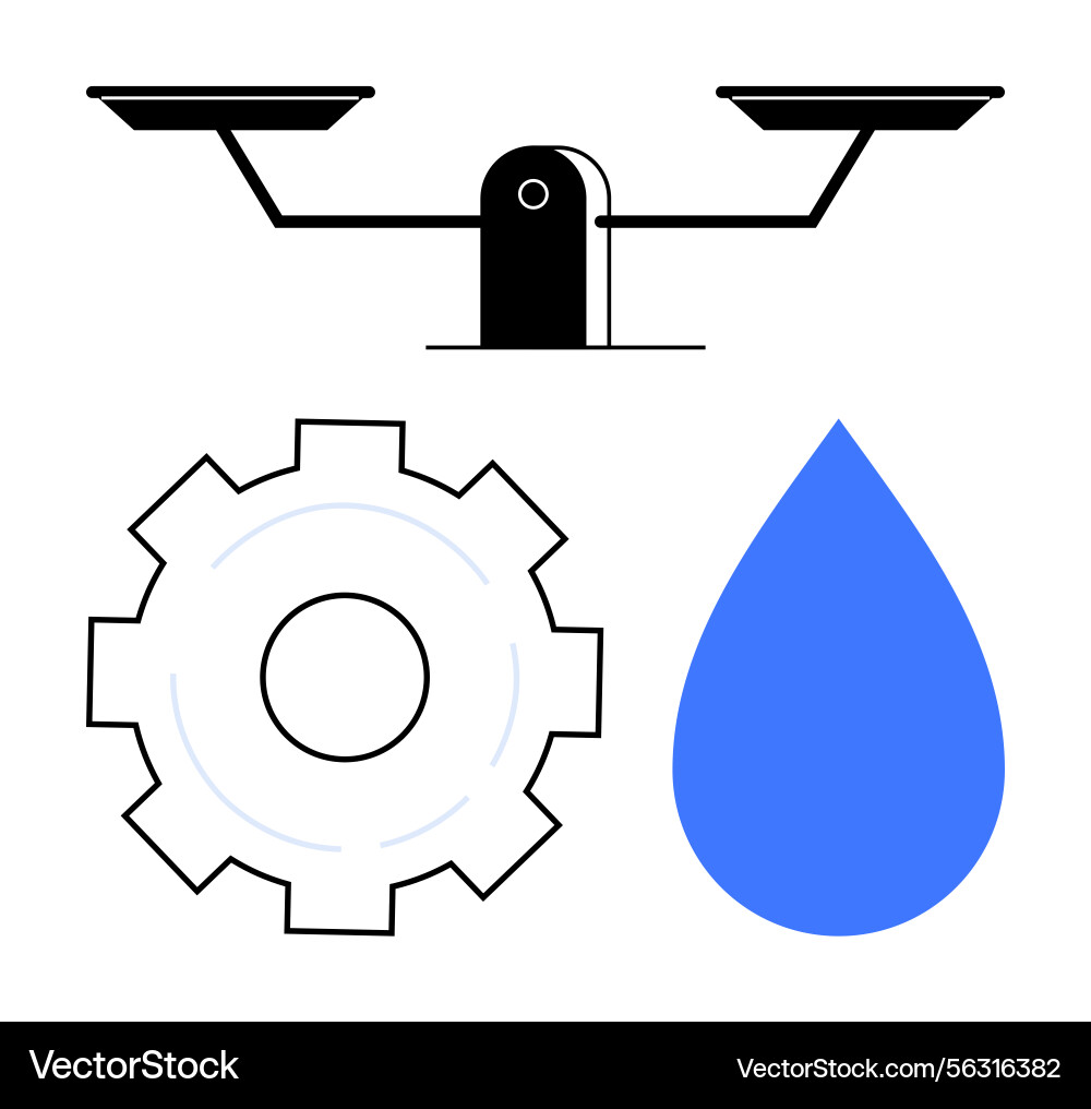 Balance Scale with Water and Gears Royalty Free Vector Image