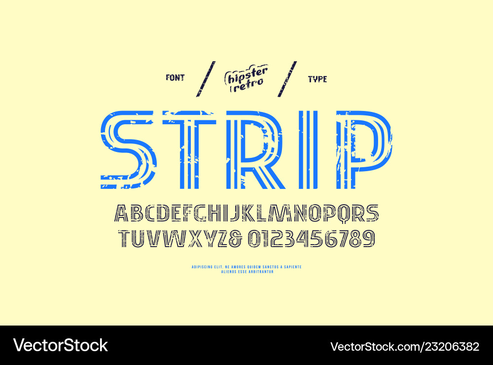 Decorative striped sans serif font Royalty Free Vector Image