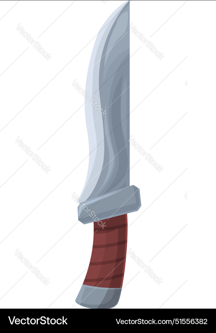 Large sharp hunting knife with wooden handle Vector Image