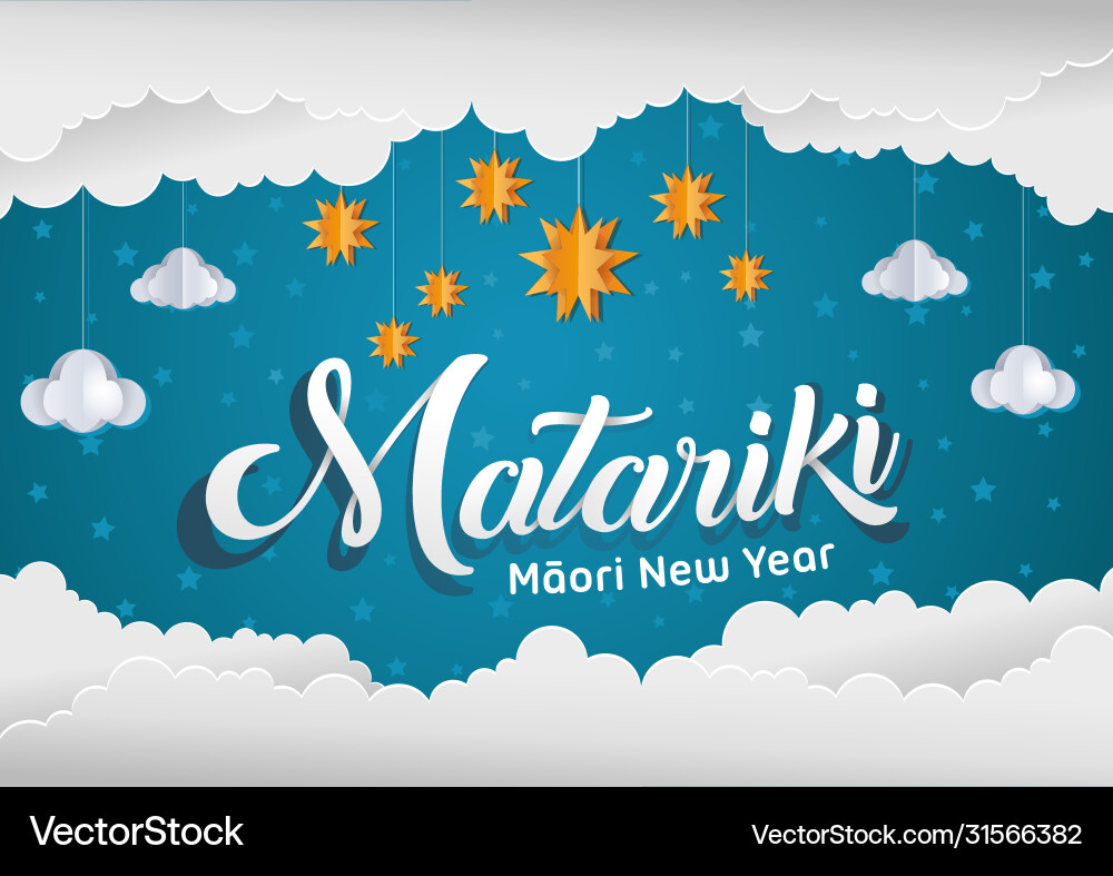 Matariki Star Constellation Paper Art Royalty Free Vector