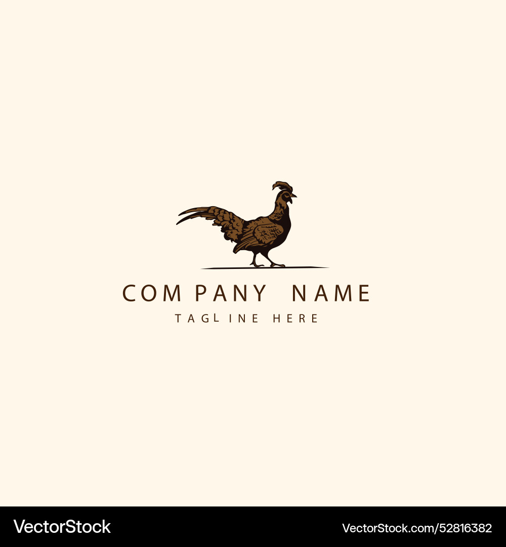 Pheasant logo design template vintage style Vector Image