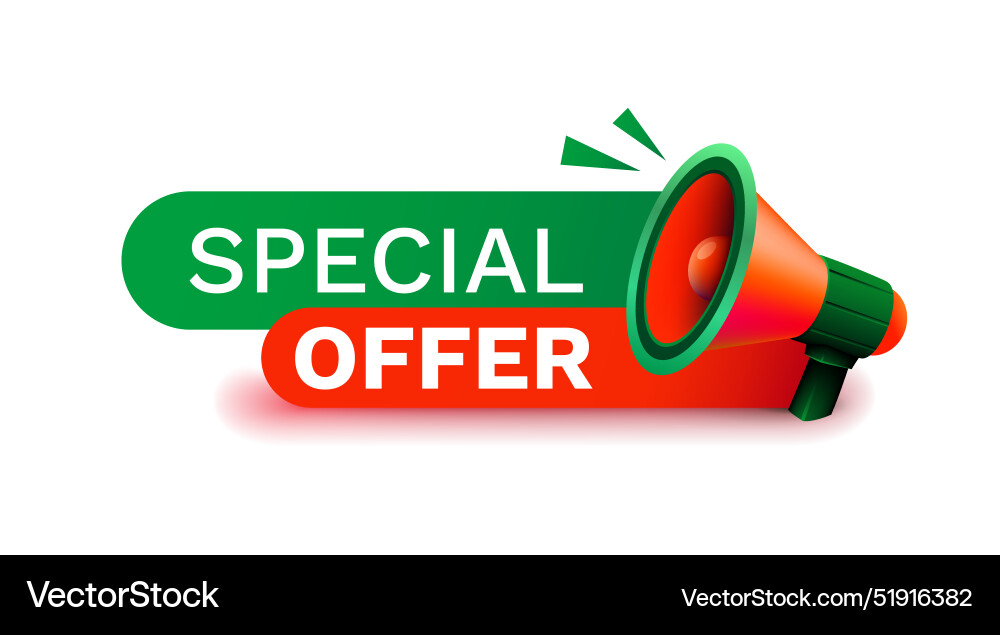 Special offer megaphone message sticker Royalty Free Vector