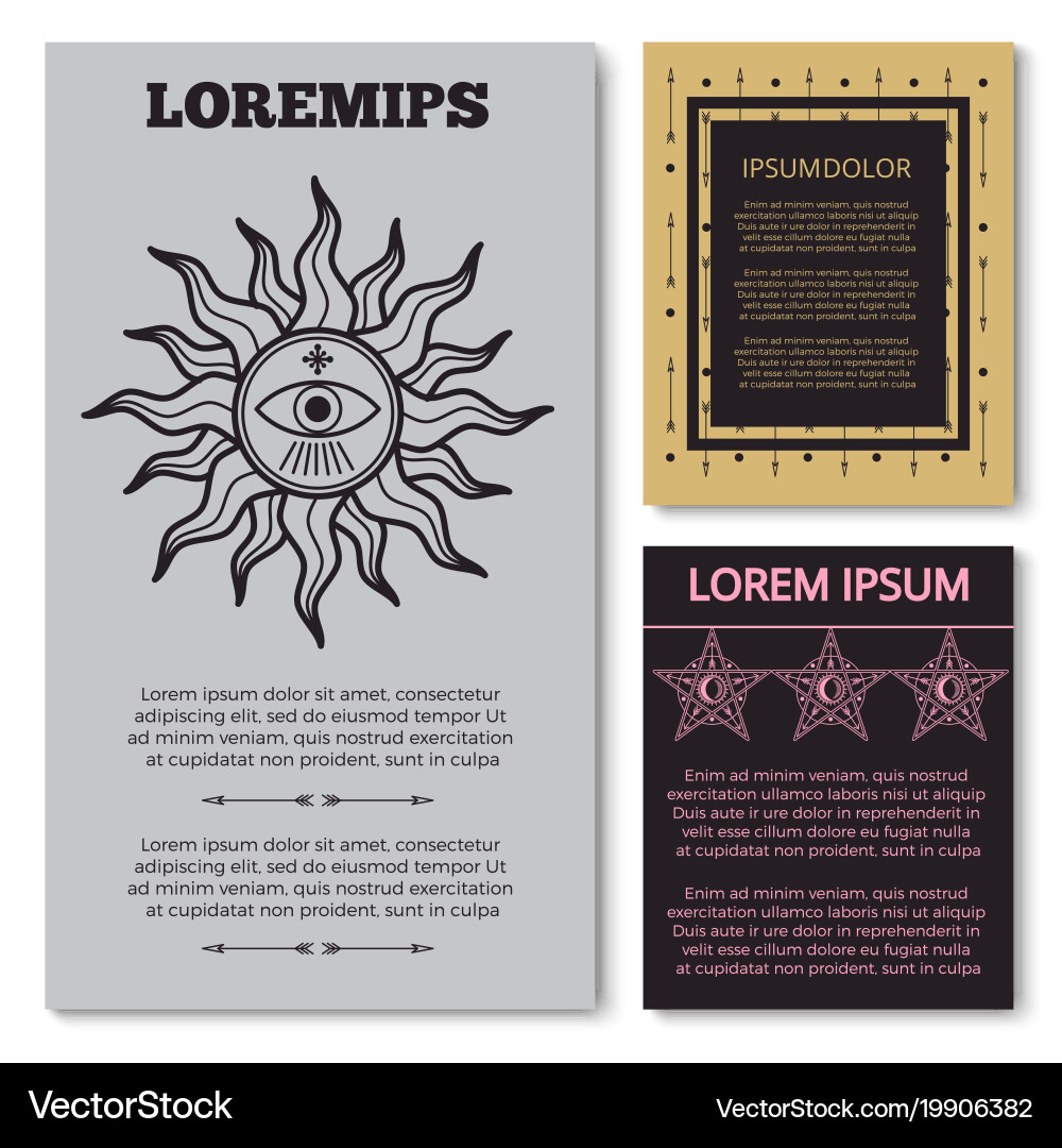 Stylish esoteric cards collection with mystery Vector Image