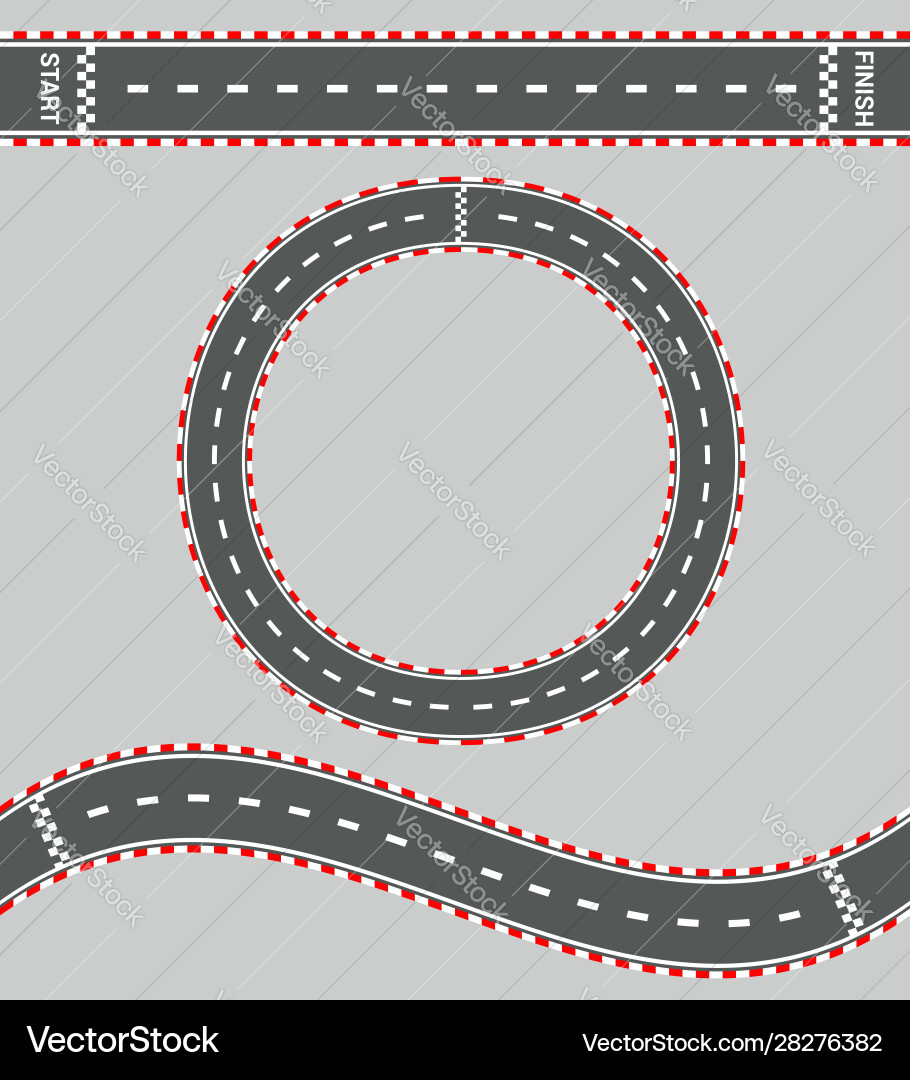 Top view race roads composition Royalty Free Vector Image