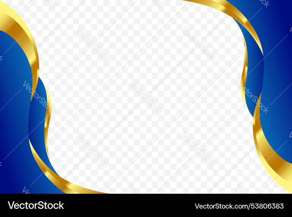 Blue and gold curve wavy border for footer header Vector Image