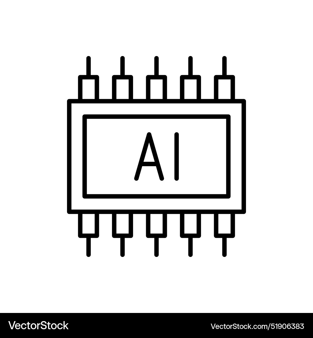 Computer chip icon in thin line style graphic Vector Image