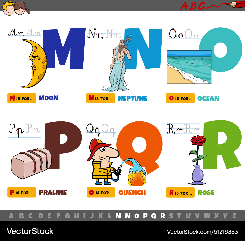 Educational cartoon alphabet letters for children Vector Image