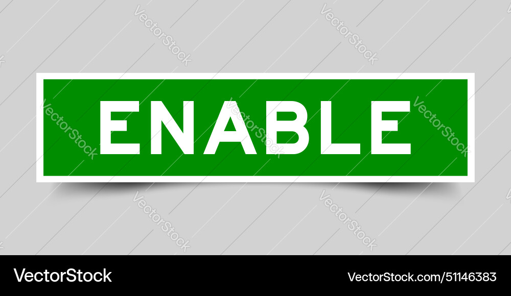 Green color square label sticker with word enable Vector Image