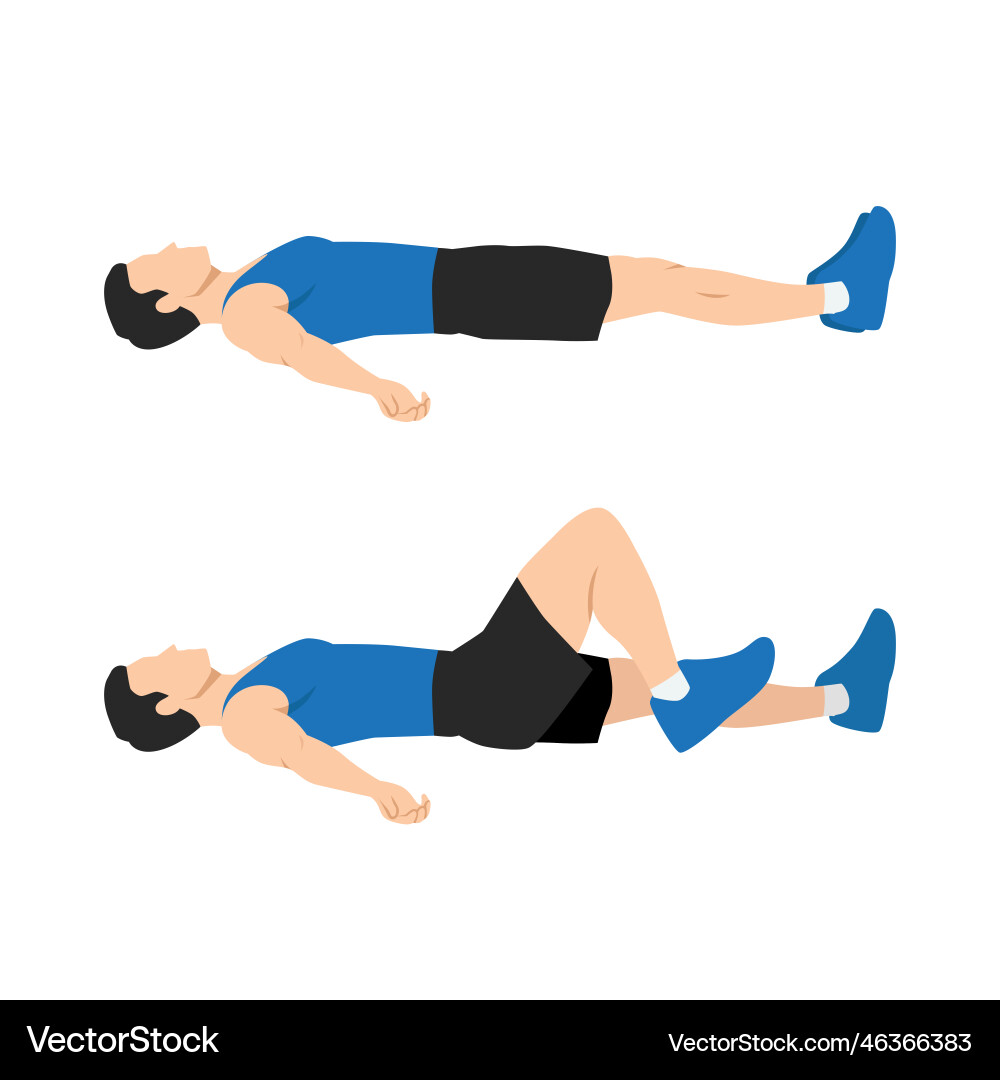 Man doing laying heel slides or knee bends Vector Image