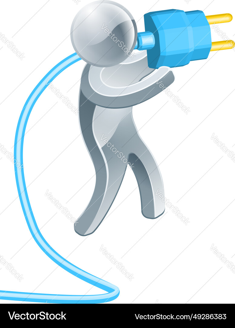 Man holding plug Royalty Free Vector Image - VectorStock