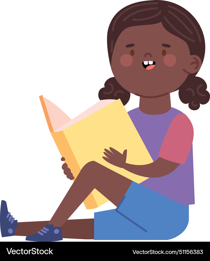 Reader Girl Sitting With Book Royalty Free Vector Image