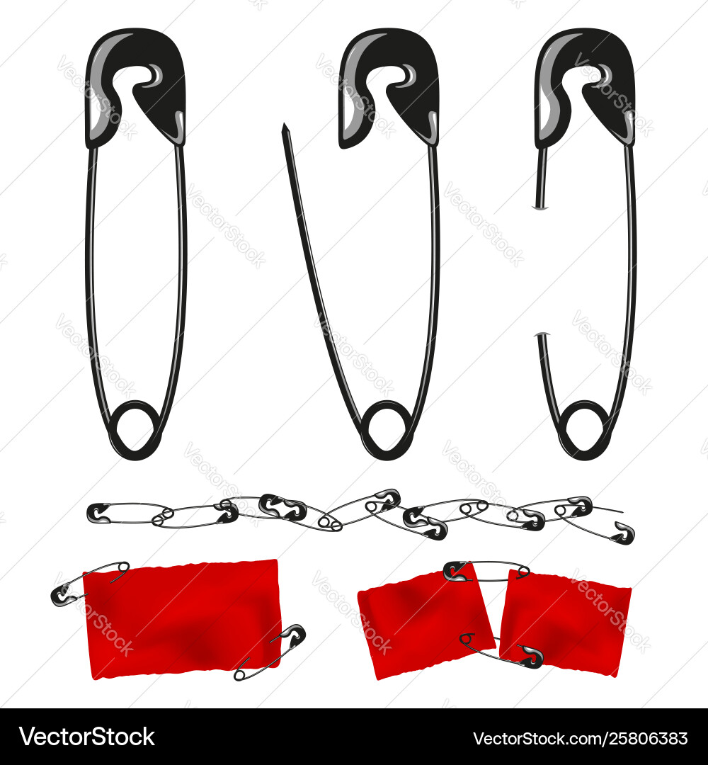 Red Paper Safety Pins Royalty Free Vector Image
