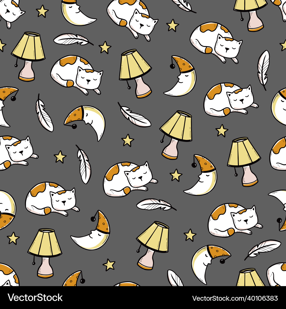 Sleep bed time seamless pattern Royalty Free Vector Image