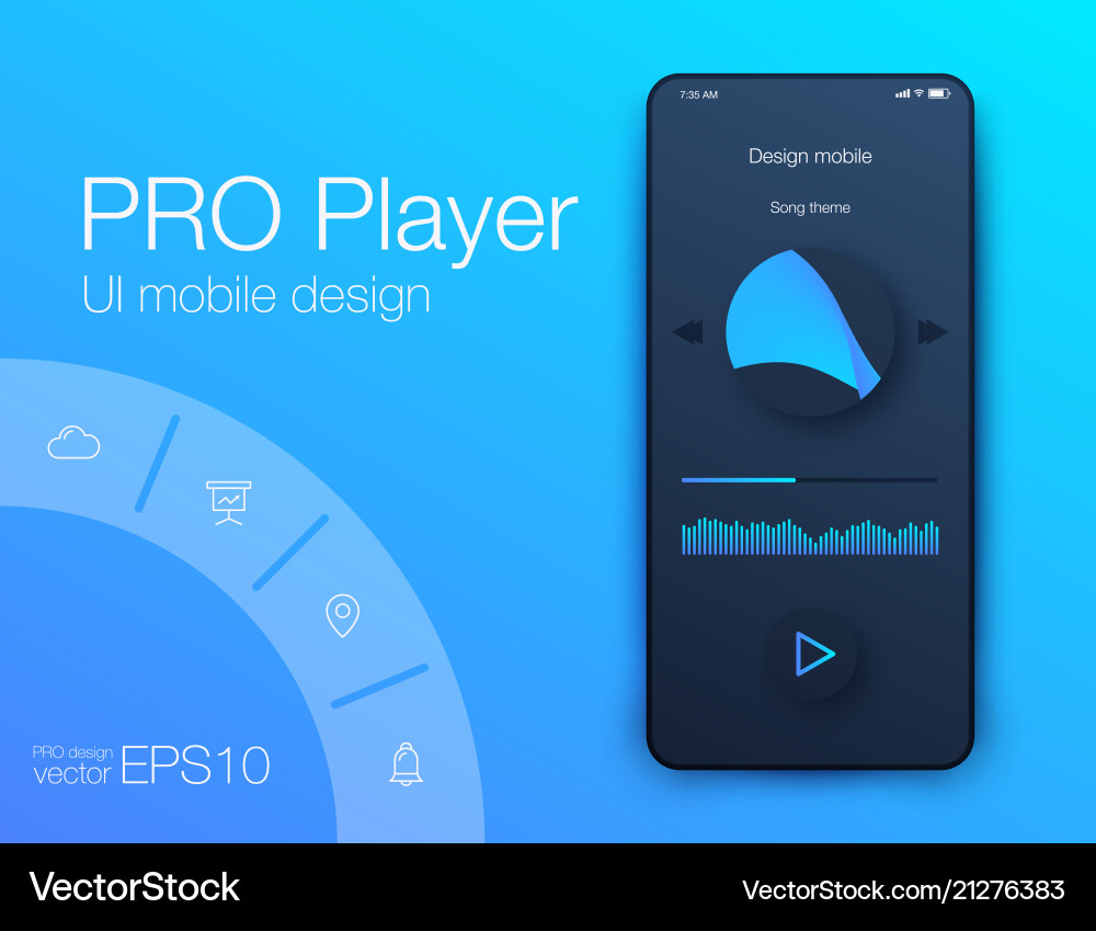 Ux audio player templates Royalty Free Vector Image