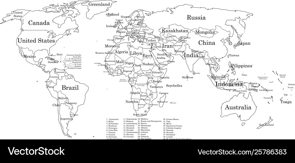 World Map With Countries Outlined