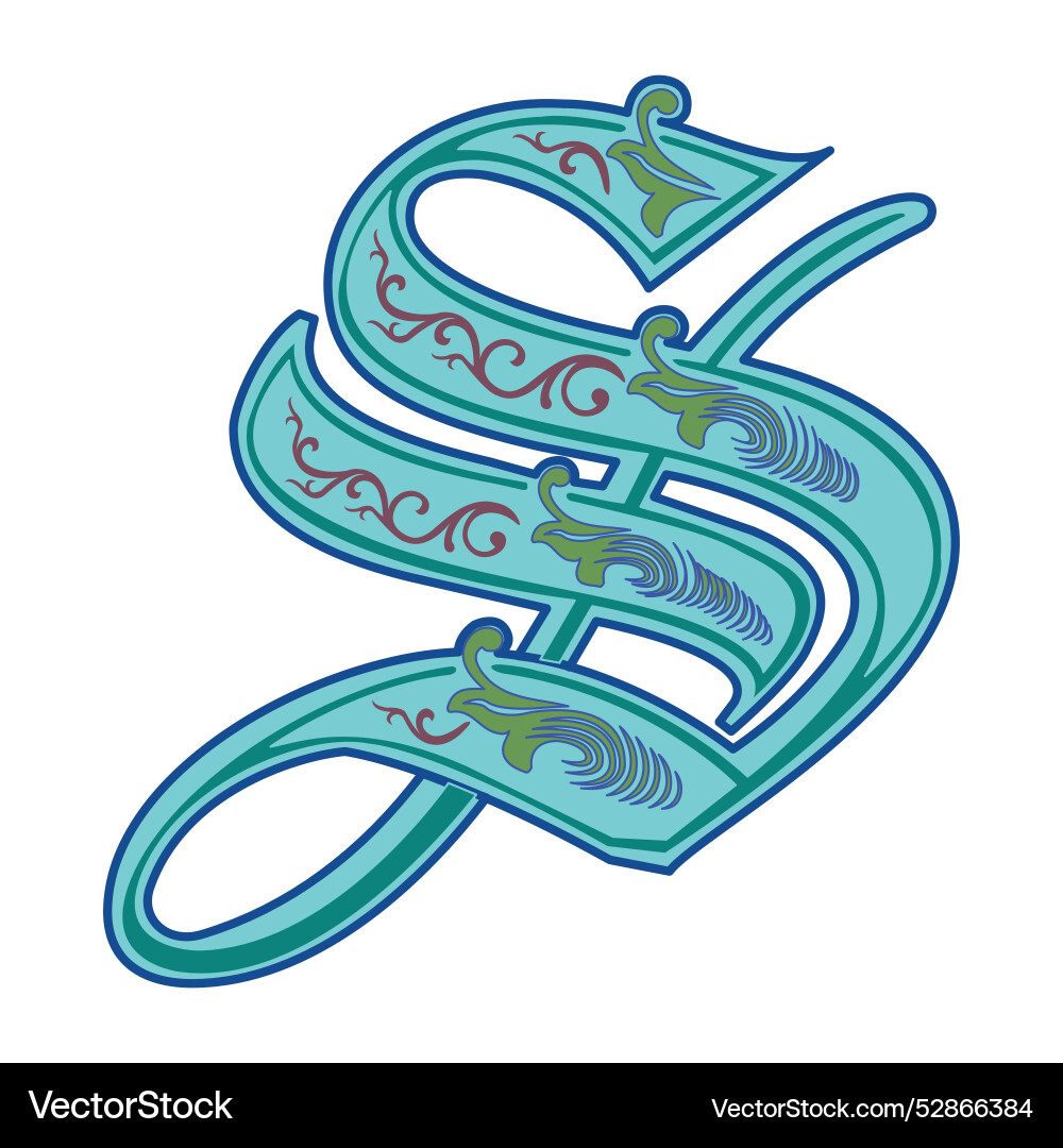 Art royal initial caps font capital letter s Vector Image