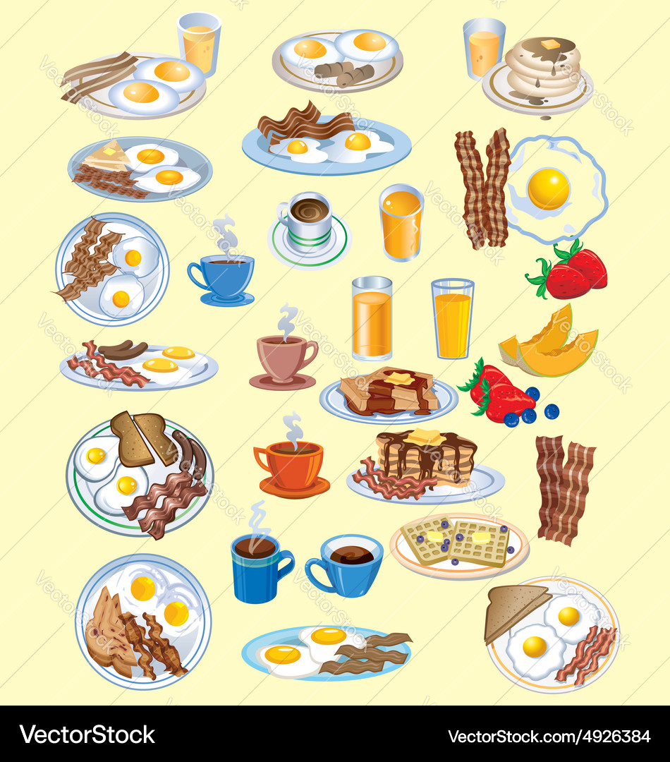 Breakfast Food Icons Royalty Free Vector Image