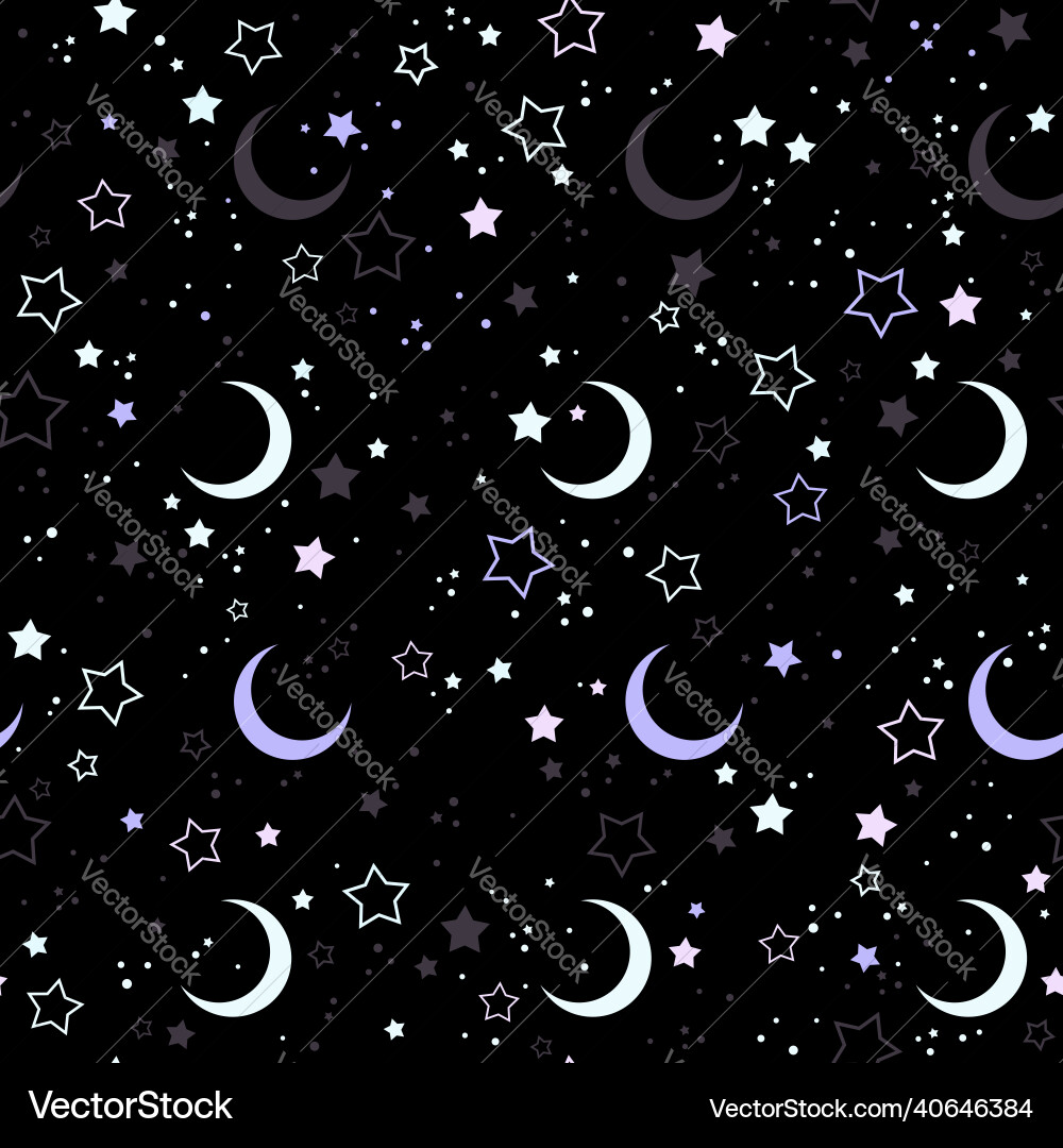 Cosmic Gradient Sky with Stars and Crescents Vector Image