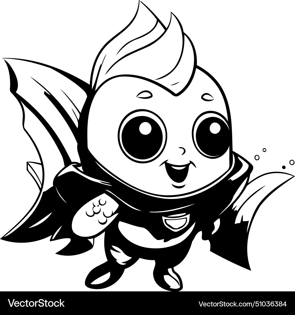 Cute cartoon flying fish character isolated Vector Image