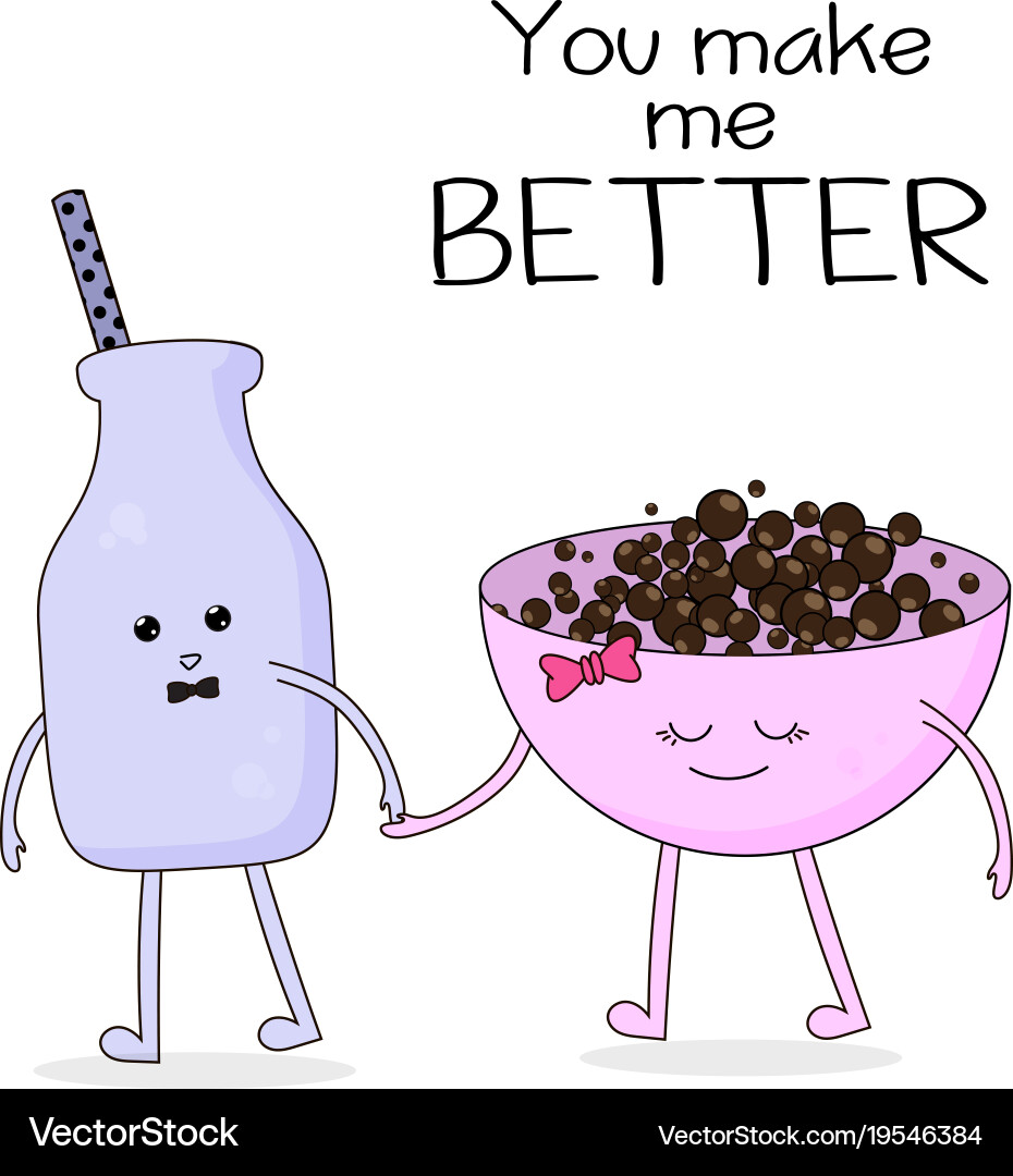 Cute milk with plate full Royalty Free Vector Image