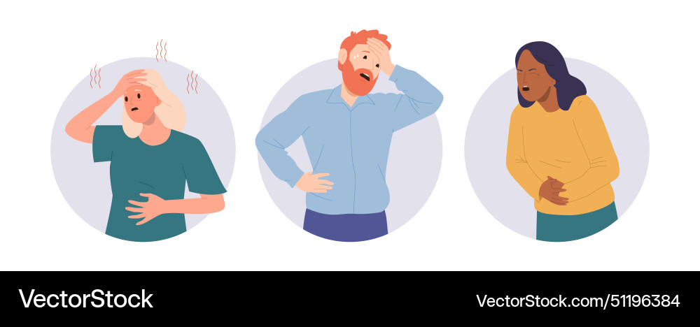 Isolated set of round icon composition with sick Vector Image